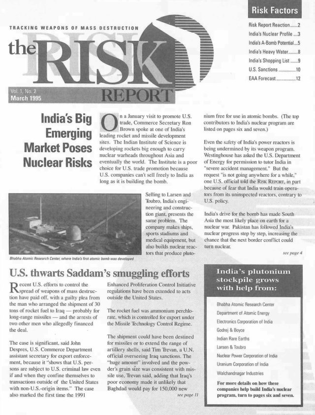 Risk Report – Wisconsin Project on Nuclear Arms Control